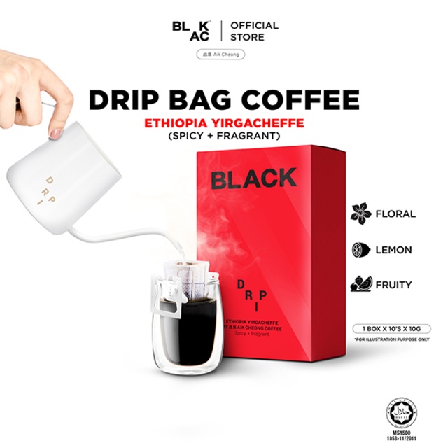BLKAC Drip Coffee Bag - Ethiopia Yirgacheffe (10 g X 10 Sachets ...
