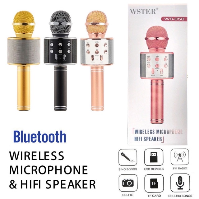Original Quality WS858 Wireless Portable Bluetooth KTV Music Singing Microphone | Shopee Malaysia