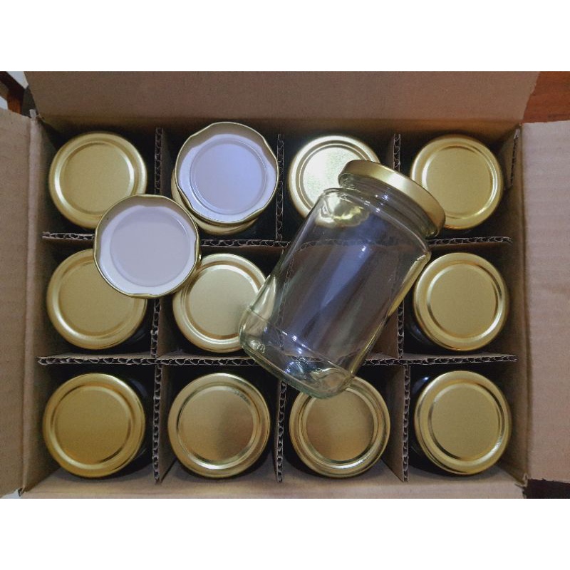 1ctn 12pcs balang kaca gred makanan 350ml(SEMENANJUNG SHJ)with metal ...