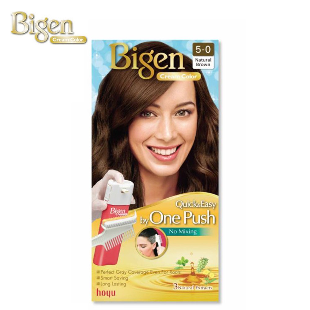 Bigen One Push Natural Hair Cream Color (1 Box) Gray Hair Cover ...