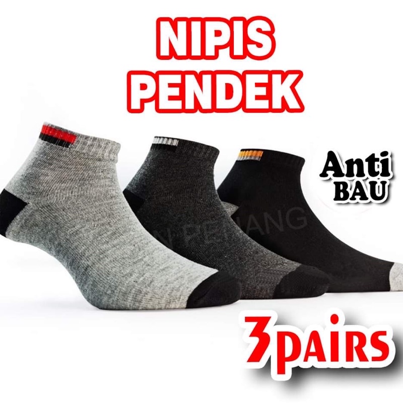 Stokin Pendek Nipis Cotton Socks Kerja Sport Thin Short Ankle Stoking ...