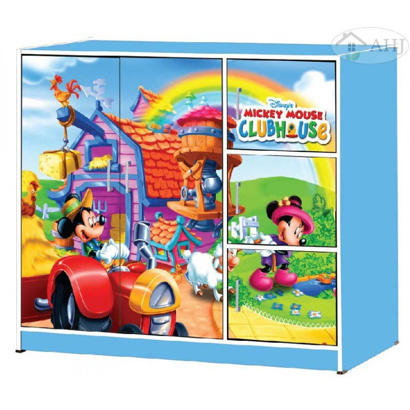 DIY 5 Doors Cartoon Children Wardrobe / children cabinet / Almari ...