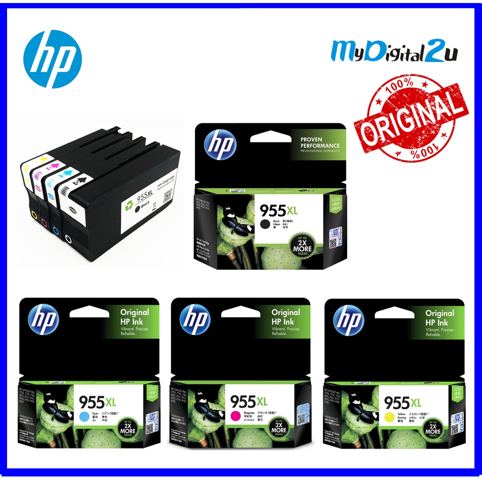 HP 955XL High Yield Ink (Original) BLACK,CYAN,MAGENTA,YELLOW | Shopee ...