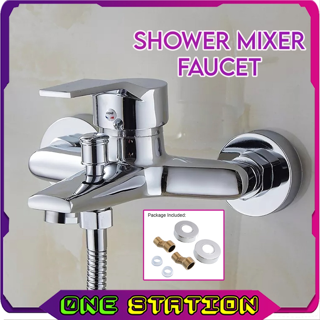 Long Bath Mixer Valve Hot and Cold Shower Faucet Wall Mounted Bathtub ...