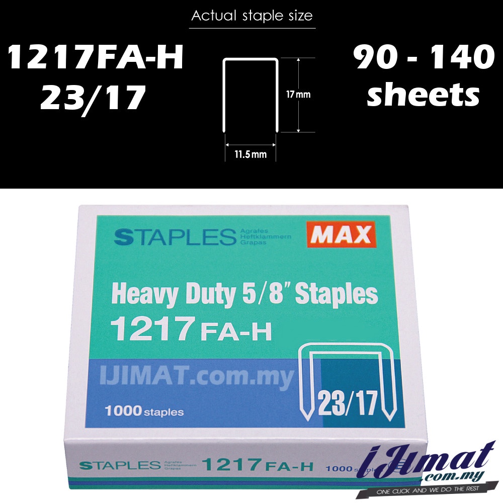 Max Heavy Duty Staples Stapler Bullet 1210 23/10 1213 23/13 1215 23/15 ...