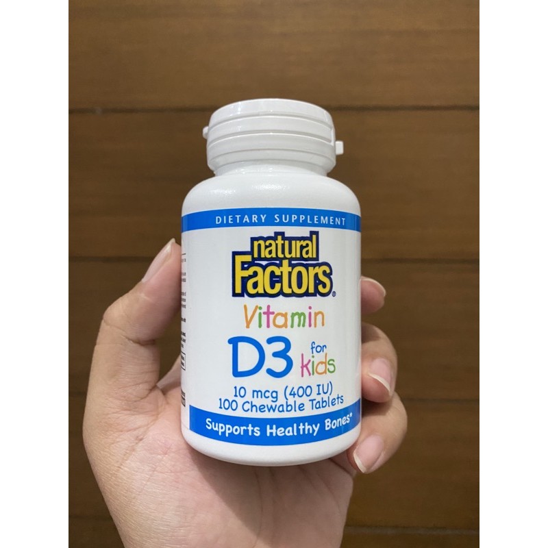 Natural Factors Vitamin D3 for Kids 400 IU Strawberry 100 Chewable ...