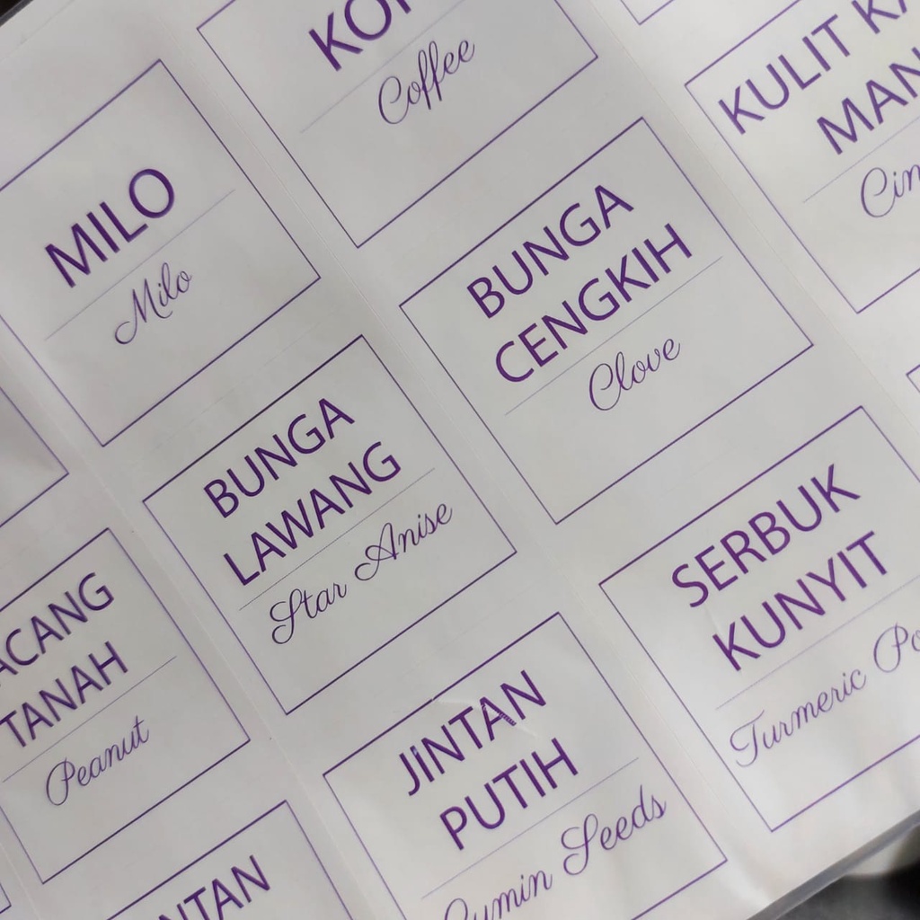 (54pcs)Sticker Label Dapur Minimalist Ready made Waterproof 5cmx5cm ...