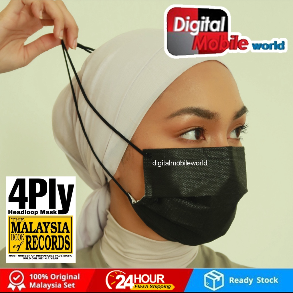 4 PLY Ultra Soft Head Loop Hijab Disposable Face Mask 50pcs | Shopee ...