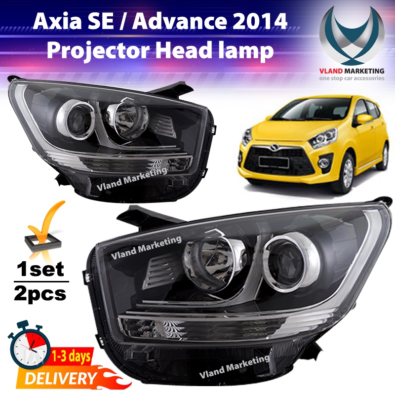 Perodua Axia SE / Advance 2014 - 2016 Projector Head lamp light lampu ...