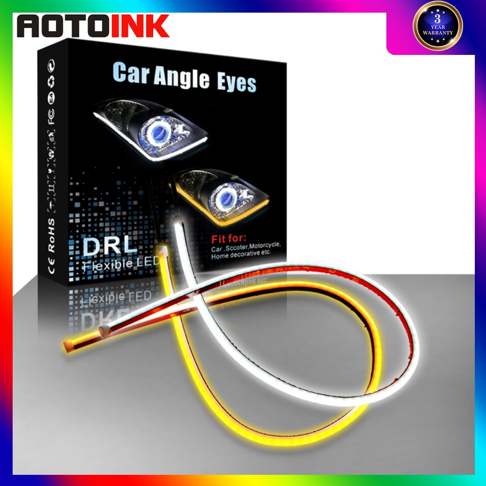 AOTOINK 2pcs 30cm 60cm Flexible DRL LED Daytime Running Light Soft Tube ...