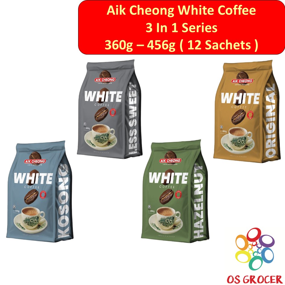 💢 Aik Cheong White Coffee 3 in 1 Series 360g - 456g ( 12 Sachets ...