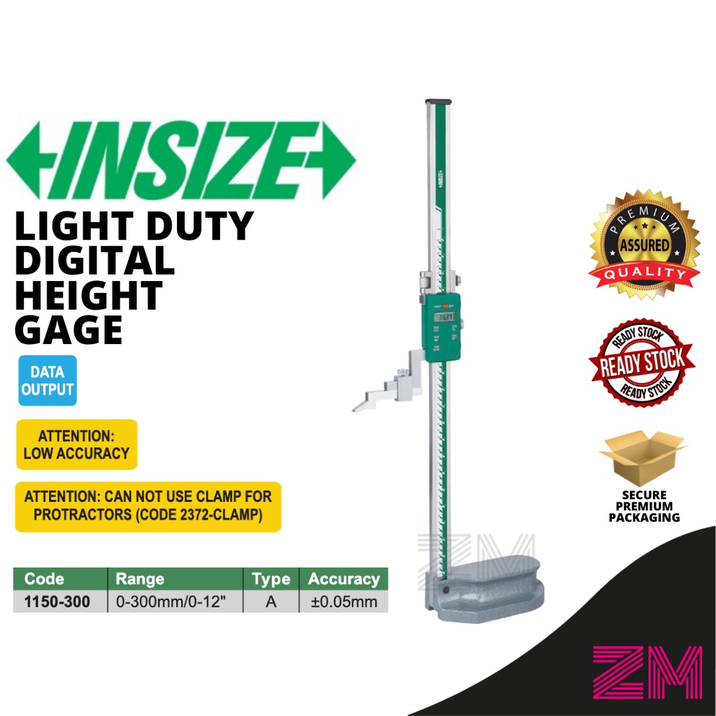 INSIZE 1150-600 / 1150-300 Light Duty Digital Height Gage Gauge Range 0-600mm/0-24" (1150-300 ...