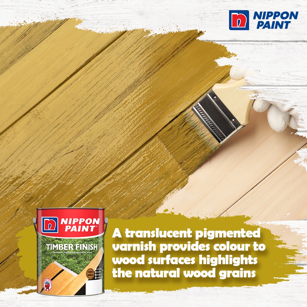 1 LITER NIPPON PAINT TIMBER FINISH SYELEK KAYU VARNISH KAYU TIMBER ...