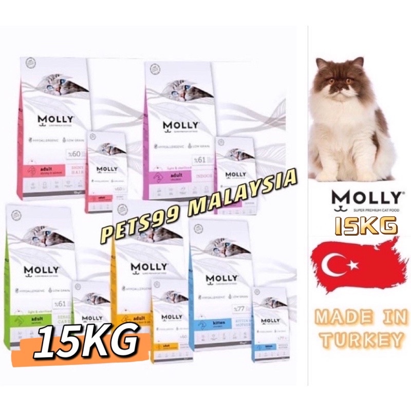15KG MOLLY SUPER PREMIUM CAT FOOD (MADE IN TURKEY) MAKANAN KUCING ...