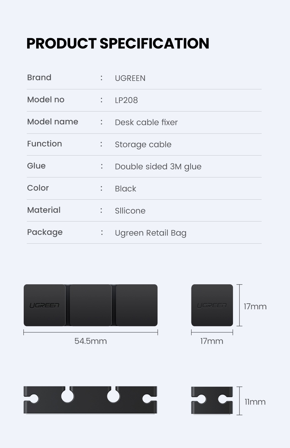 UGREEN Cable Clips Organizer Silicone USB Cable Winder Flexible Cable ...