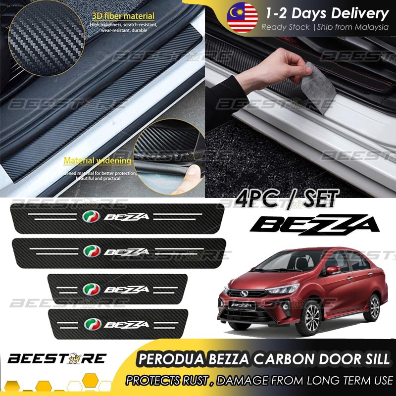 [4pc] Perodua BEZZA Car Door Side Step Sill Strip Carbon Fibre thick ...