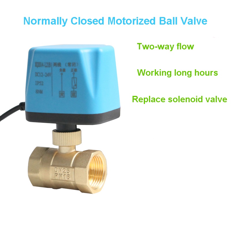 1/2" 3/4" 1" 2" Normally Closed Motorized Ball Valve 220V 12V 24V 2-Wire Brass Electric Ball ...