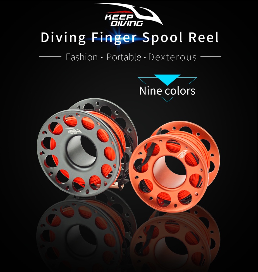 15M/30M Scuba Diving Aluminum Alloy Spool Finger Reel with Stainless ...