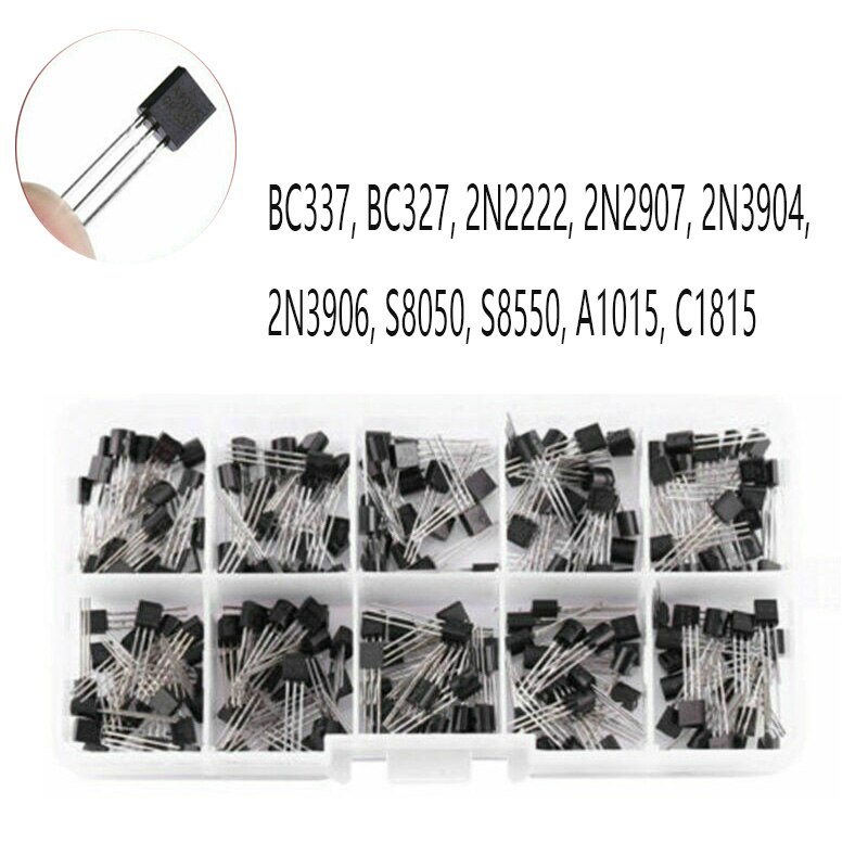 200pcs 10Values Transistor Assortment Assorted Kit BC337, BC327, 2N2222, 2N2907, 2N3904, 2N3906 ...