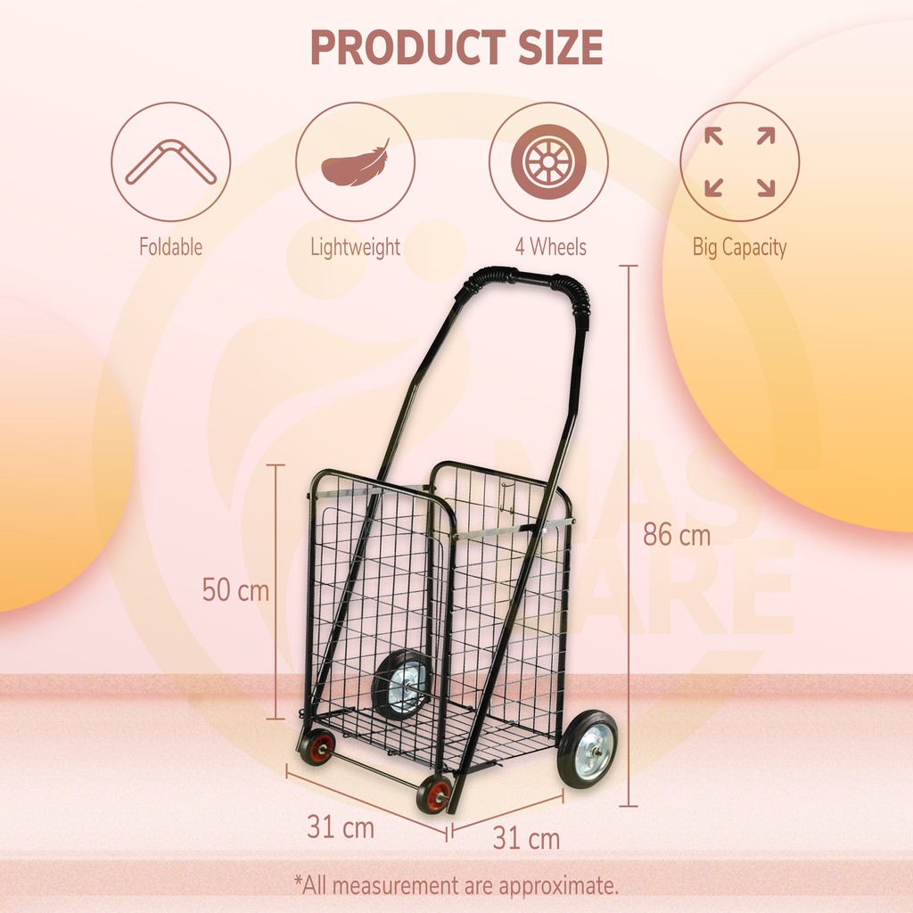 Foldable Large Shopping Cart Grocery Market Trolly Portable Shopping ...