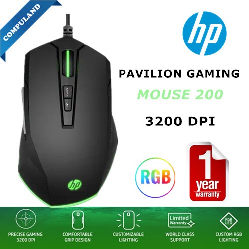 HP Pavilion Gaming Mouse 200 3200DPI RGB Lighting | Shopee Malaysia