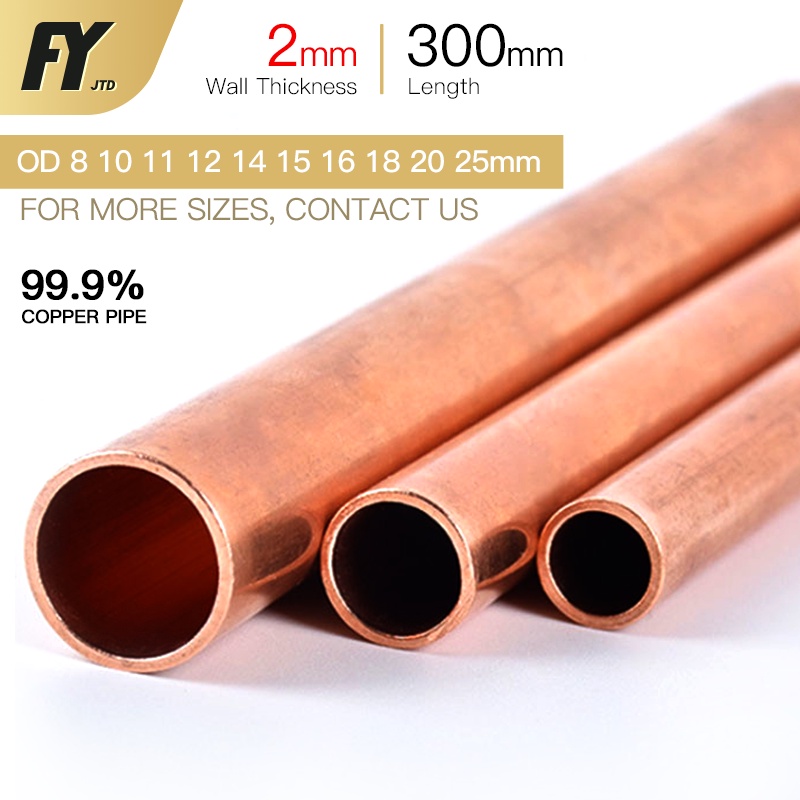 FUYI Copper tube 2mm wall thickness 300mm 500mm length High Quality Straight Copper tubing pipe ...