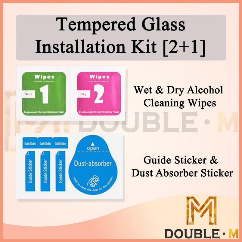 (2 +1) Wet and Dry Wipes + Dust Absorber Sticker Tempered Glass Screen ...