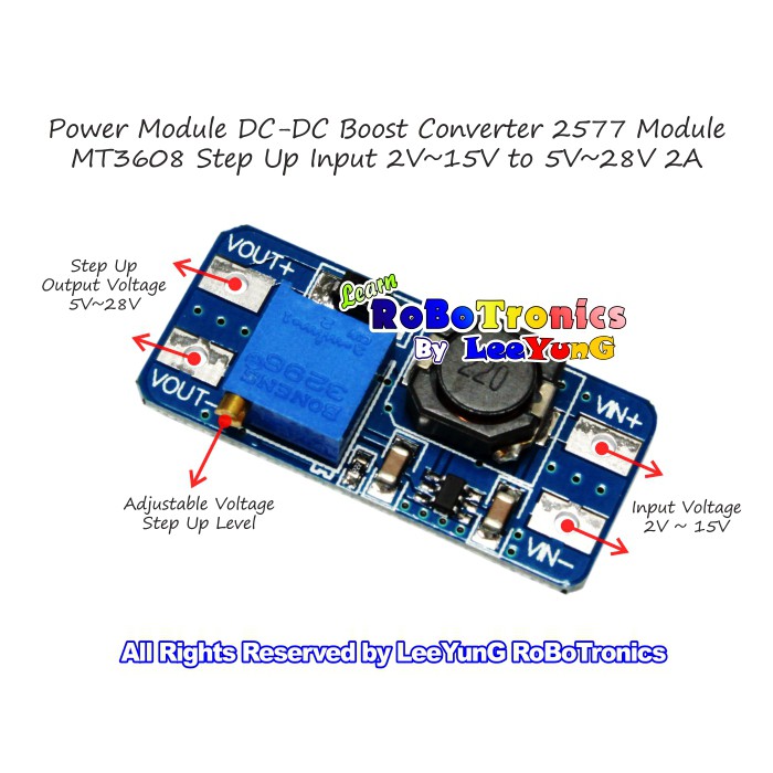 MT3608 Voltage Boost Converter DC-DC Step Up Module 2V~15V Step up 5V~28V 2A | Shopee Malaysia