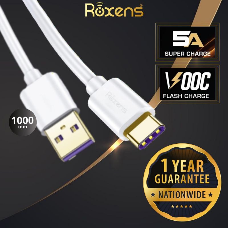 Roxens 🇲🇾【Free Shipping + 1 Year Guarantee】Type-C Cable Ultimate Super Quick Charge - 5A Super ...