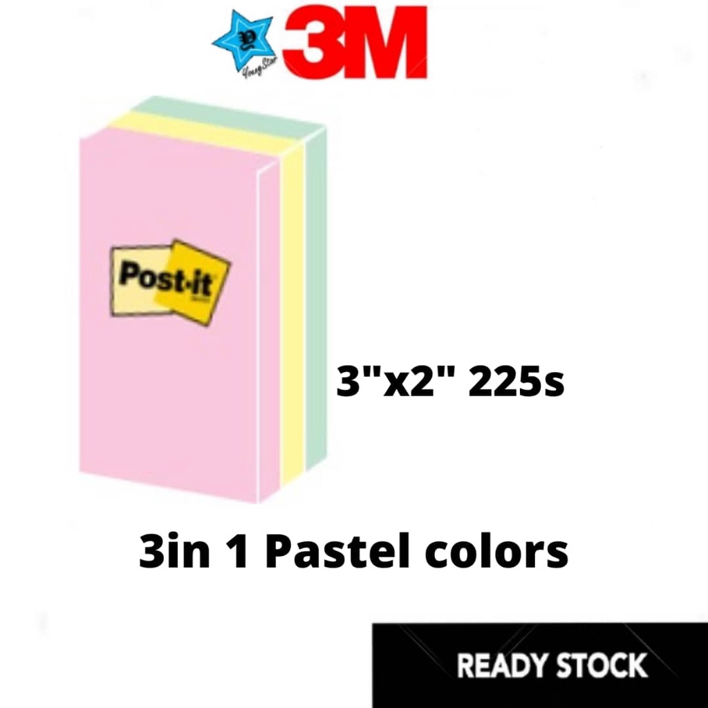 3M Post-it Notes Cube 3x2 - Re-stickable (225s) Pastel | Shopee Malaysia