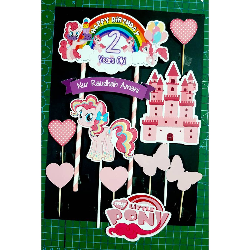 LITTEL PONY Pinky Pie Custom Cake Topper Happy Birthday Laminated ...