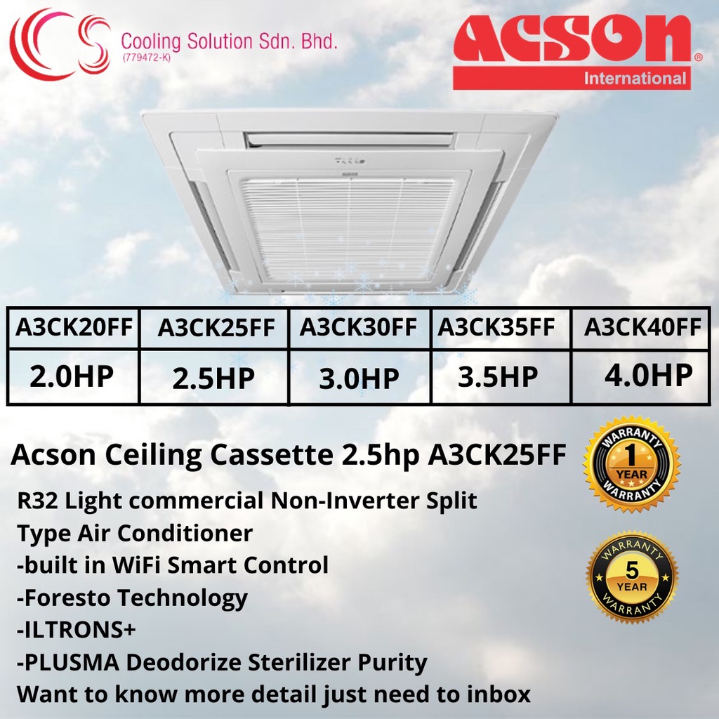Acson Ceiling Cassette 2.5hp A3CK25FF | Shopee Malaysia