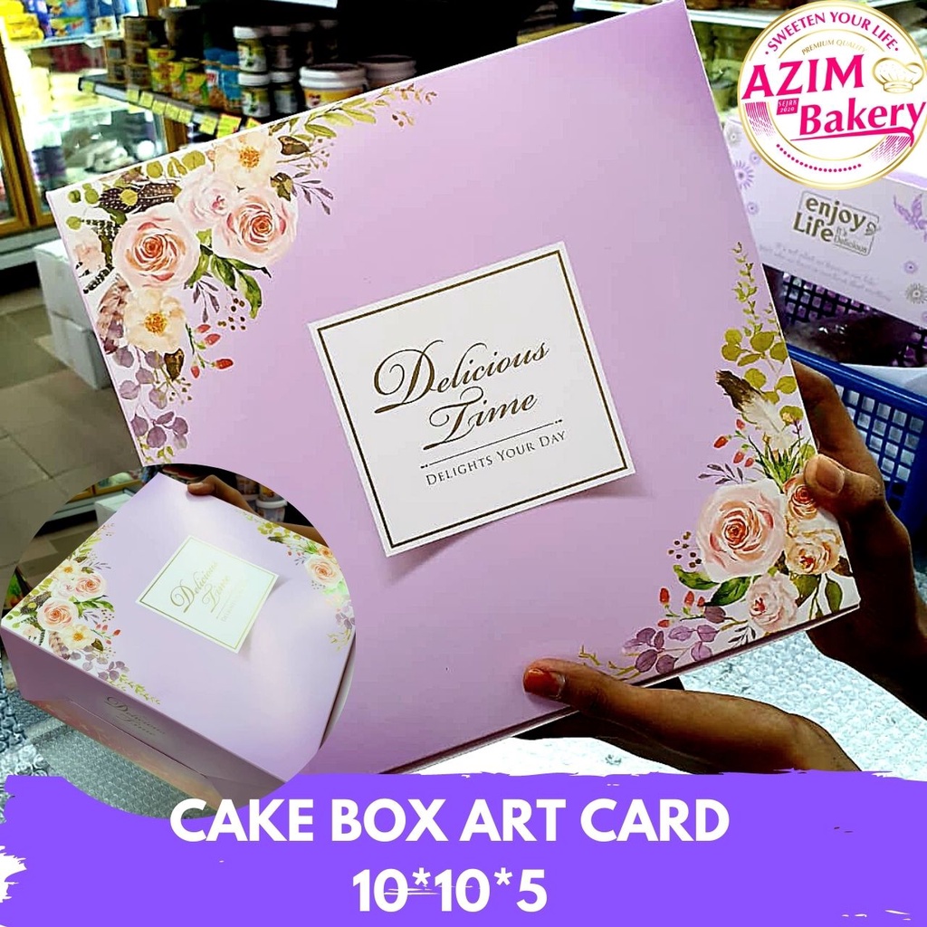 Cake Box Art Card (3pcs) 10x10x5 Kotak Kek Bercorak | Kotak Kek Bunga ...