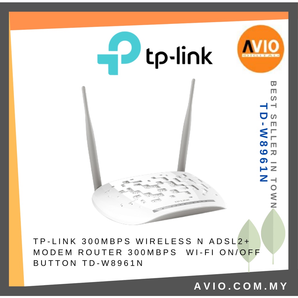 TP-LINK Tplink 300Mbps Wireless N ADSL2+ Wi-Fi Wifi Modem Router 4x 100m RJ45 LAN Port TD-W8961N ...