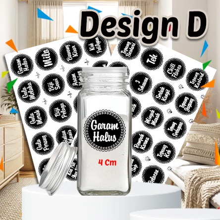 74Pcs Sticker Dapur, Label Spice, Kitchen Sticker, Spice Sticker ...