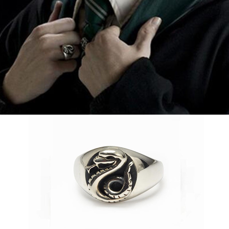 Wizard Magic School Malfoy Family Badge Snake Slytherin Cosplay Ring Unisex Jewelry Rings Gift ...