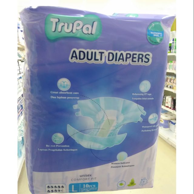 TruPal supreme adult diapers size L /10pcs (114cm-152cm) | Shopee Malaysia