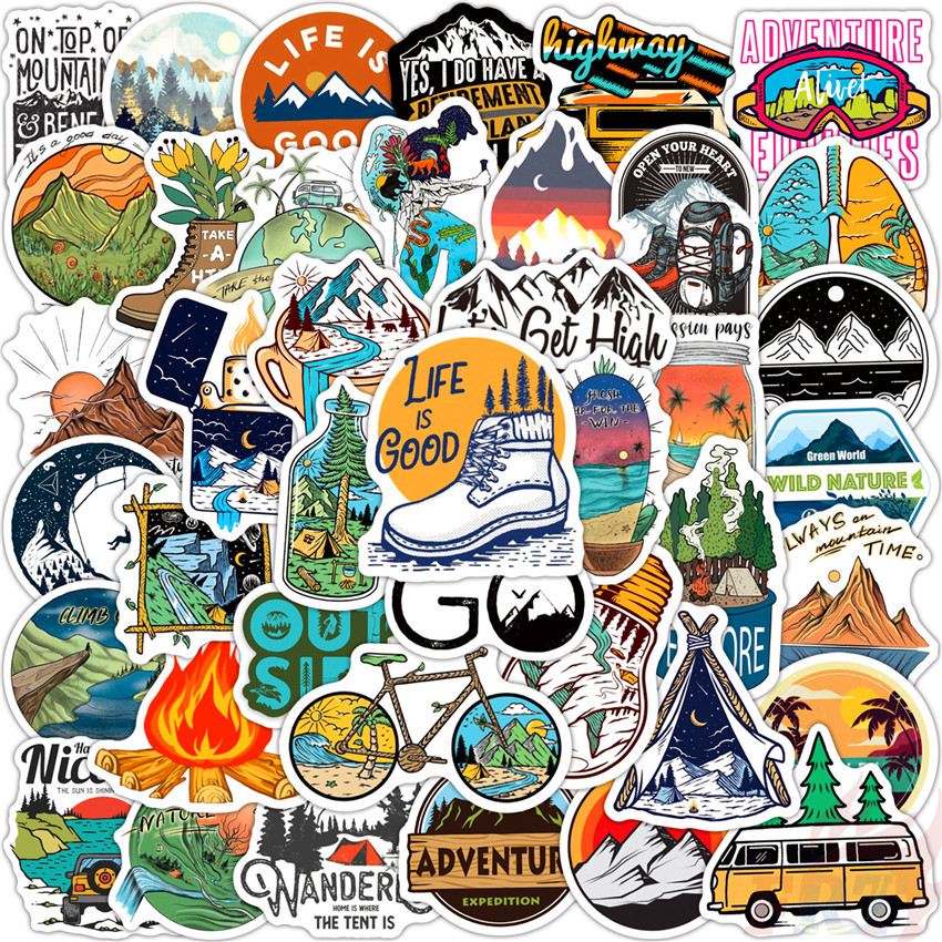 Outdoor Hiking Adventure Travel Series 01 Stickers 50Pcs/Set Waterproof ...