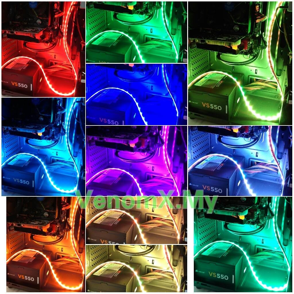 PC / Table RGB Rainbow LED Strip 50CM/ 1M/ 2M RF Remote Control ...