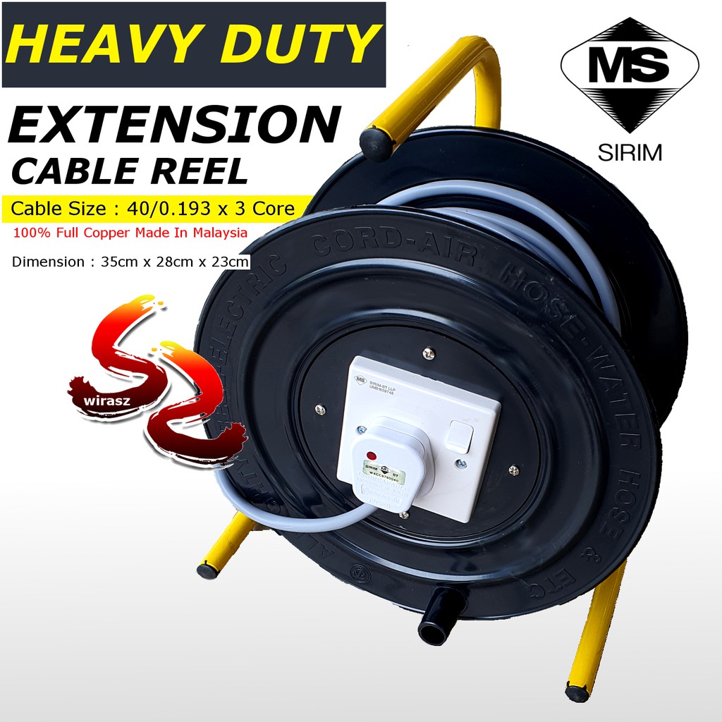 HEAVY DUTY Industrial Extension Wire Reel Plug & Socket Set SIRIM ...