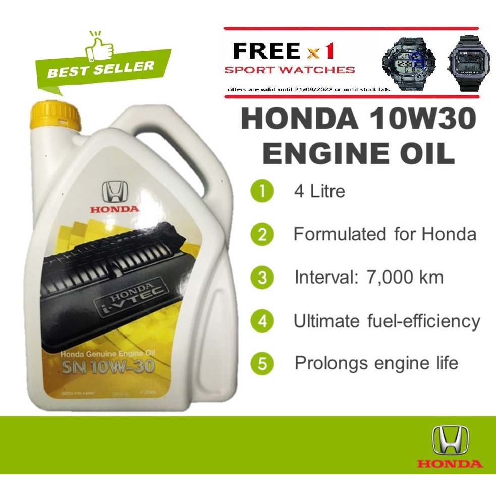 HONDA 10W30 ENGINE OIL 4L MINYAK HITAM SEMI SYNTHETIC 10W-30 MINYAK ...