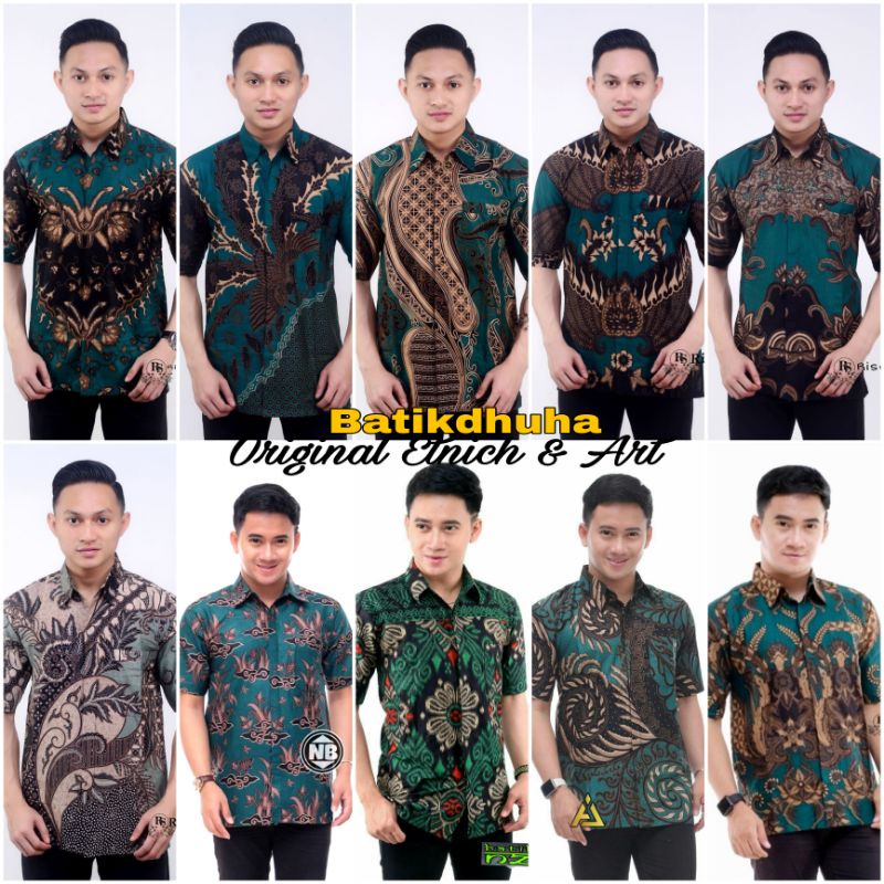 HIJAU MEN'S BATIK HEM TOP SHORT SLEEVES GREEN IJO TOSKA BOTTLED MEN'S ...