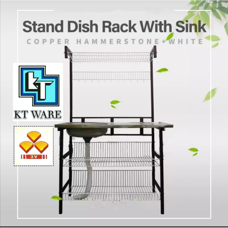KT WARE 3V Wash basin / kitchen rack sink with rack / rak sinki /rak ...