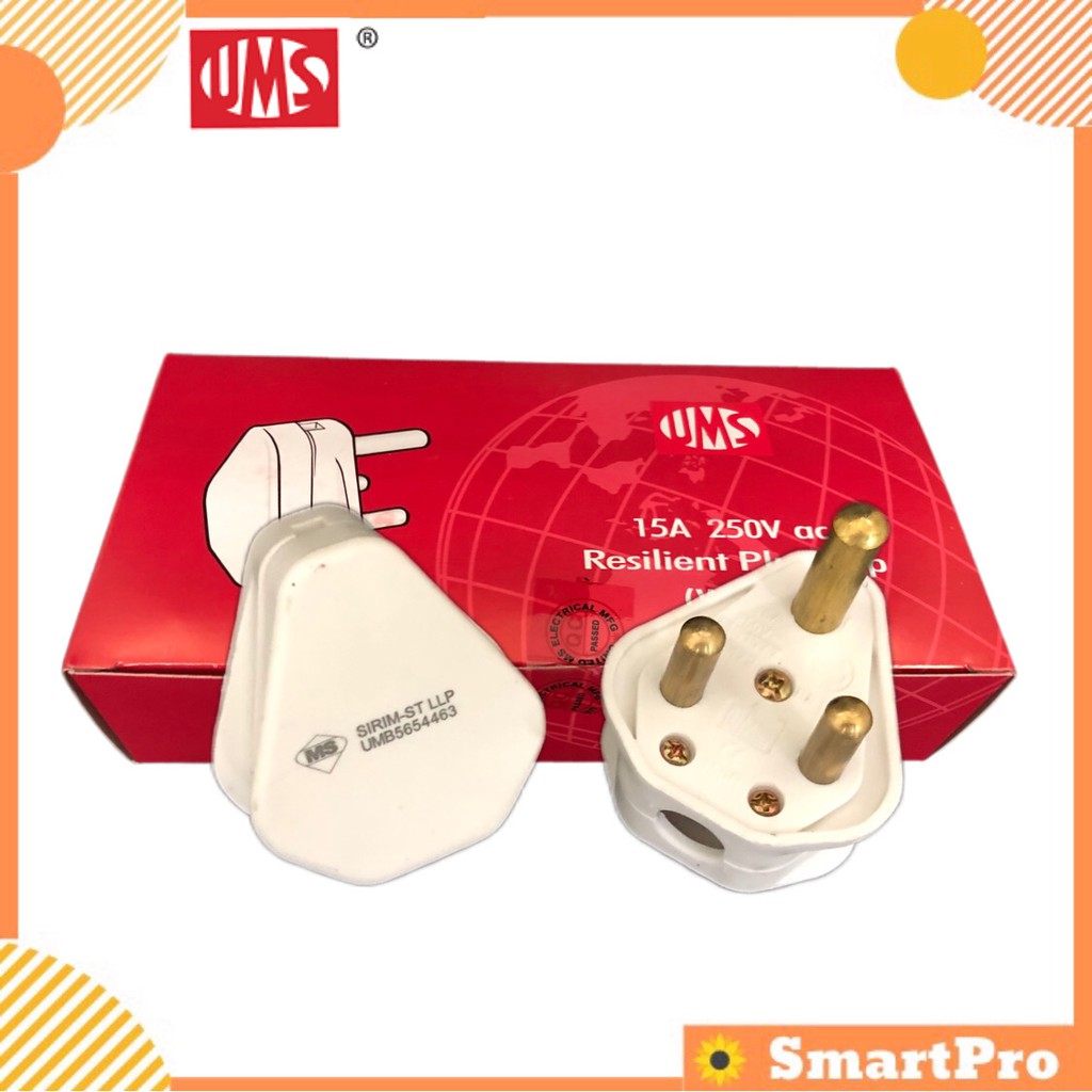 UMS Poly Carbonate 15A 3 Pin Plug Top 3 Round Pin Plug Top 15A Plug Top ...