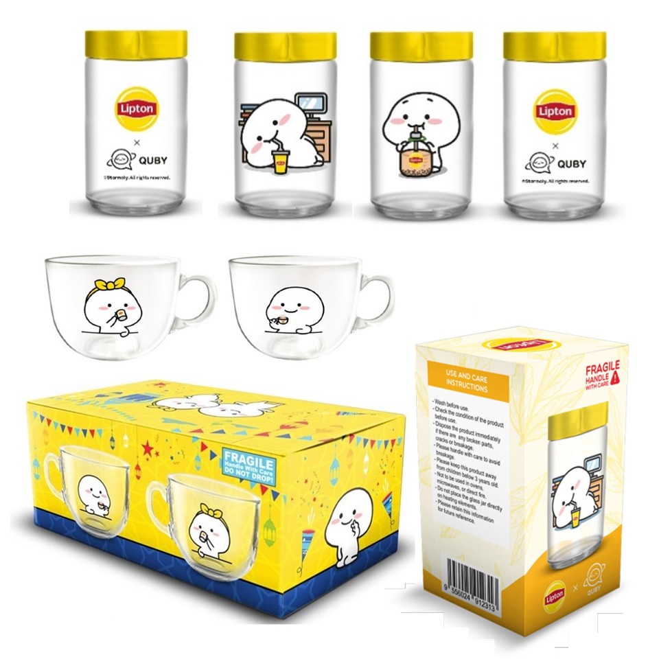 Quby Glass Mugs Set Cup/Glass Jar Container / Red Packet Angpow Lipton ...