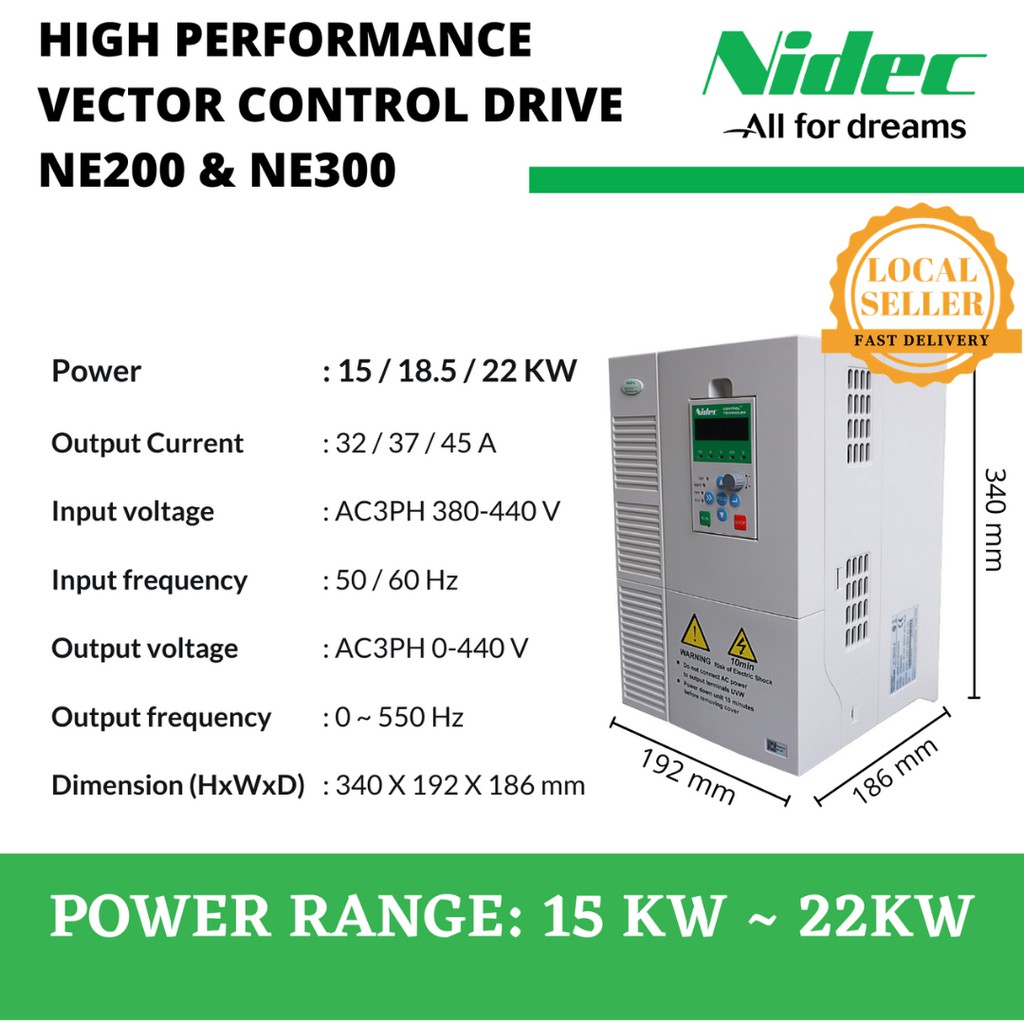 Nidec Control Techniques 15KW 20HP Inverter NE300 3 phase VFD (ABB ...