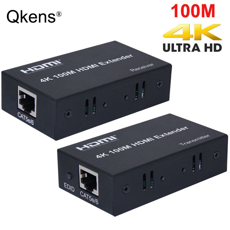 4K HDMI Extender Over Rj45 Cat5e Cat6 Ethernet Network Cable 60m 100m ...