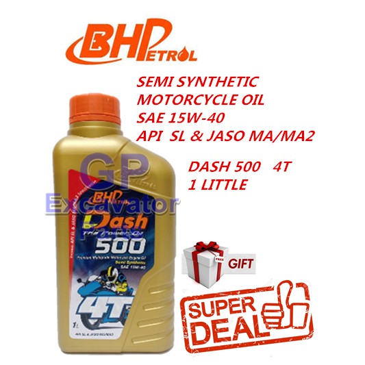 (100% minyak asal)BHP Dash 500 4T 15W40 Semi minyak enjin motosikal ...