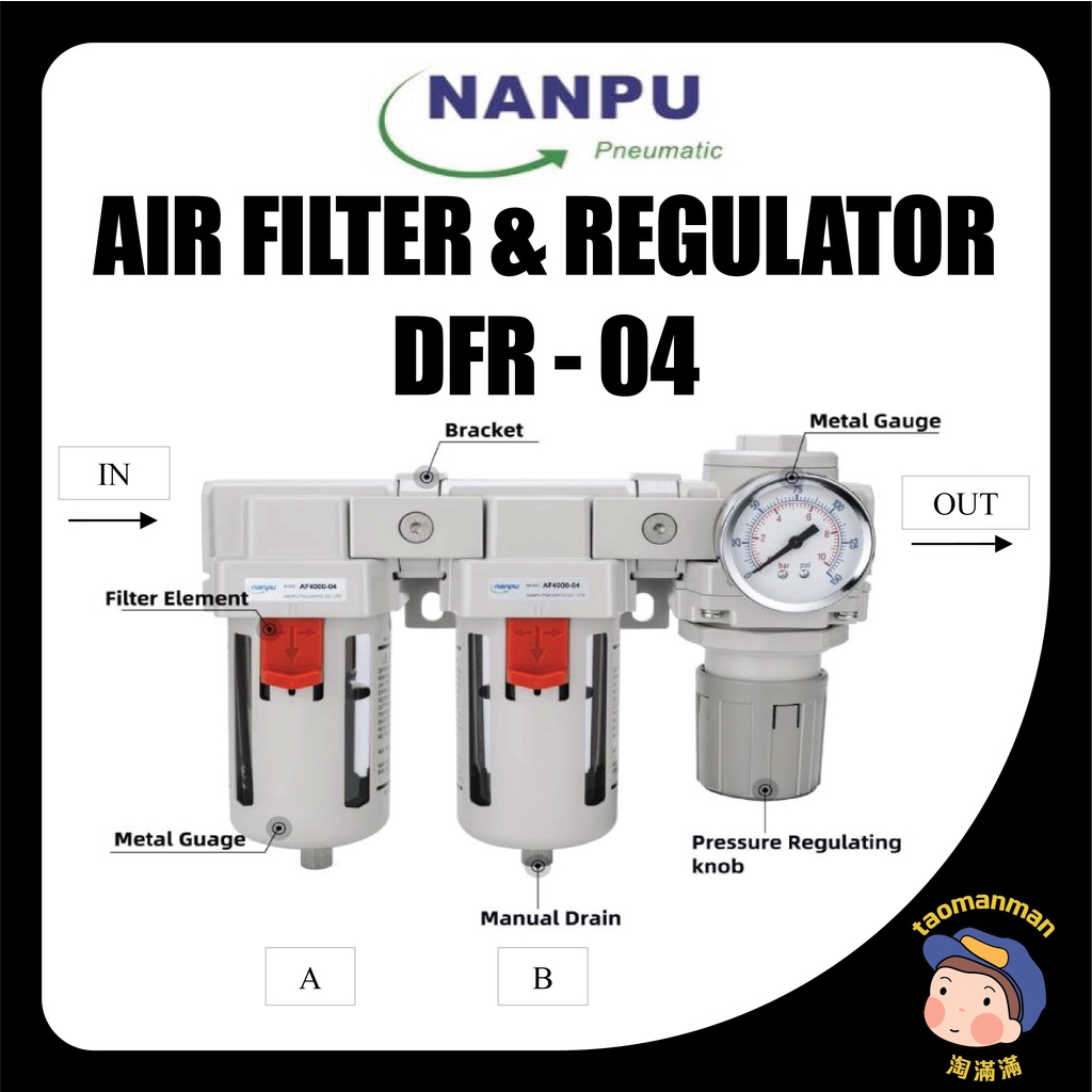 NANPU DOUBLE AIR FILTER & REGULATOR DFR - 04 PREMIUM GRADE FILTERS ...
