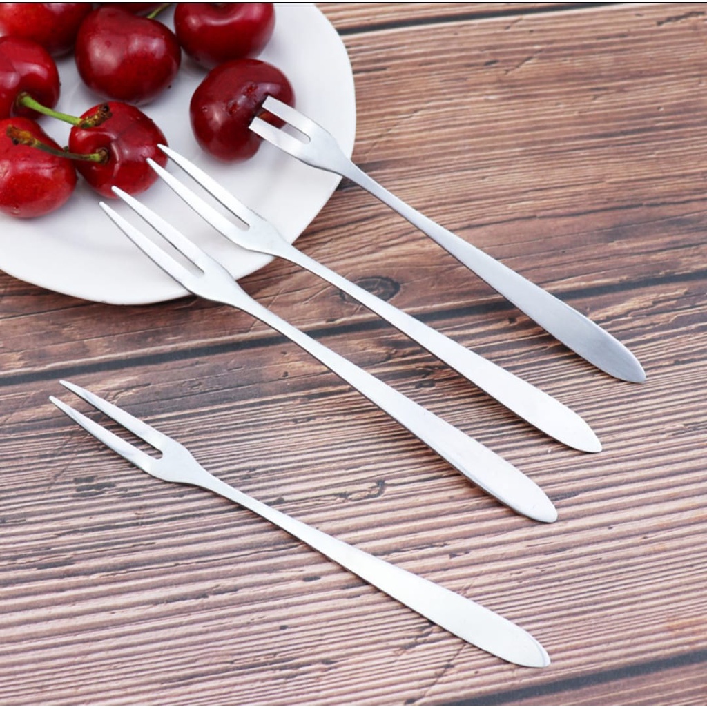 Stainless Steel Fruit Fork Dessert Cake Fork Garpu Kecil Buah-Buahan 不锈 ...